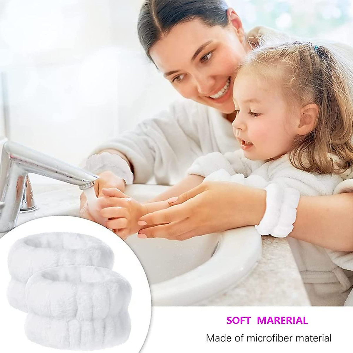 6 Pcs Face Wash Headband,Spa Headband and Wristband Set,Skincare Headbands Adjustable Elastic Hairbands for Washing Spa Yoga Sports Shower