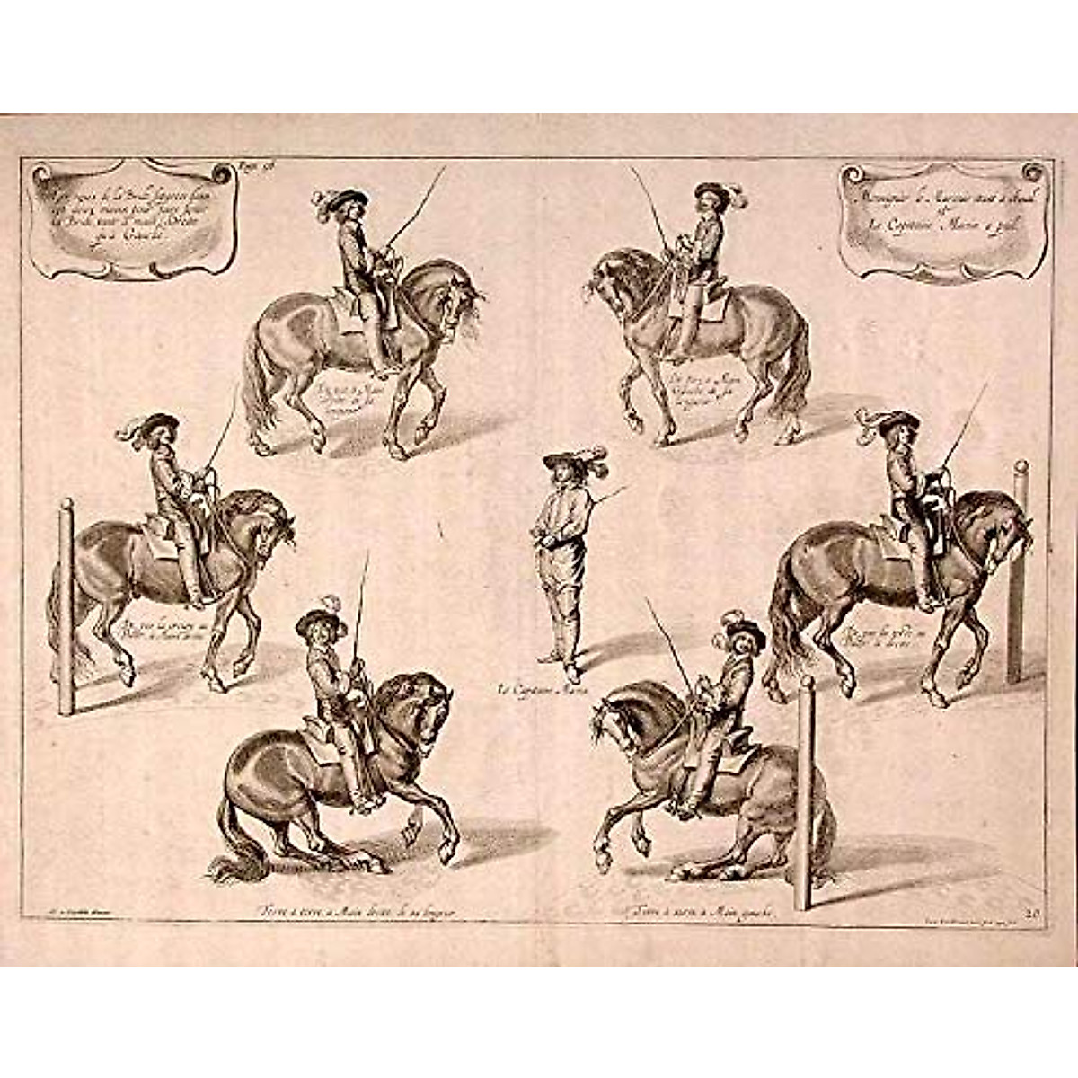 La renes de la Bride Separees dans les deux mains, pour saire sentir la Bride, tant a main Droite qu α Gauche