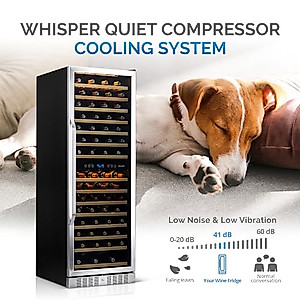 NewAir 24" Wine Cooler Refrigerator, Large 160 Bottle Built-in or Freestanding Dual Zone Wine Cellar in Stainless Steel with Precision Thermostat, and Full Extension Beechwood Shelves