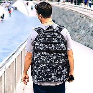 AGSDON Laptop Backpack, 16 Inch School Bag College Bookbag, Anti Theft Daypack Bags and Lunch Bag Set, Water Resistant Backpacks for Teens Boys Men Students(Black)