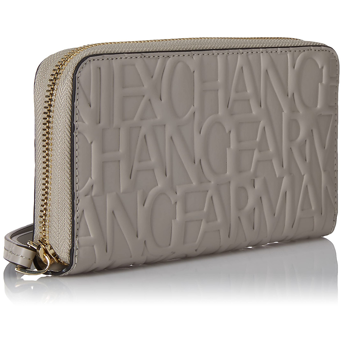 A|X ARMANI EXCHANGE womens All Over Logo Zip Wallet Wristlet Wrislet bag, Noise, One Size US