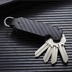 CAXGEK Metallic Key Organizer - Aluminum Carbon Fiber Key Organizer holder, Minimalist Innovative Keychain