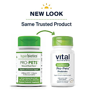Vital Nutrients Hyperbiotics Pro-Pets Probiotic | Probiotic Support for Pets’ Digestive & Immune Health | Tasty Meat Flavor | Non-GMO | Gluten, Dairy Free | 60 Micro Tablets
