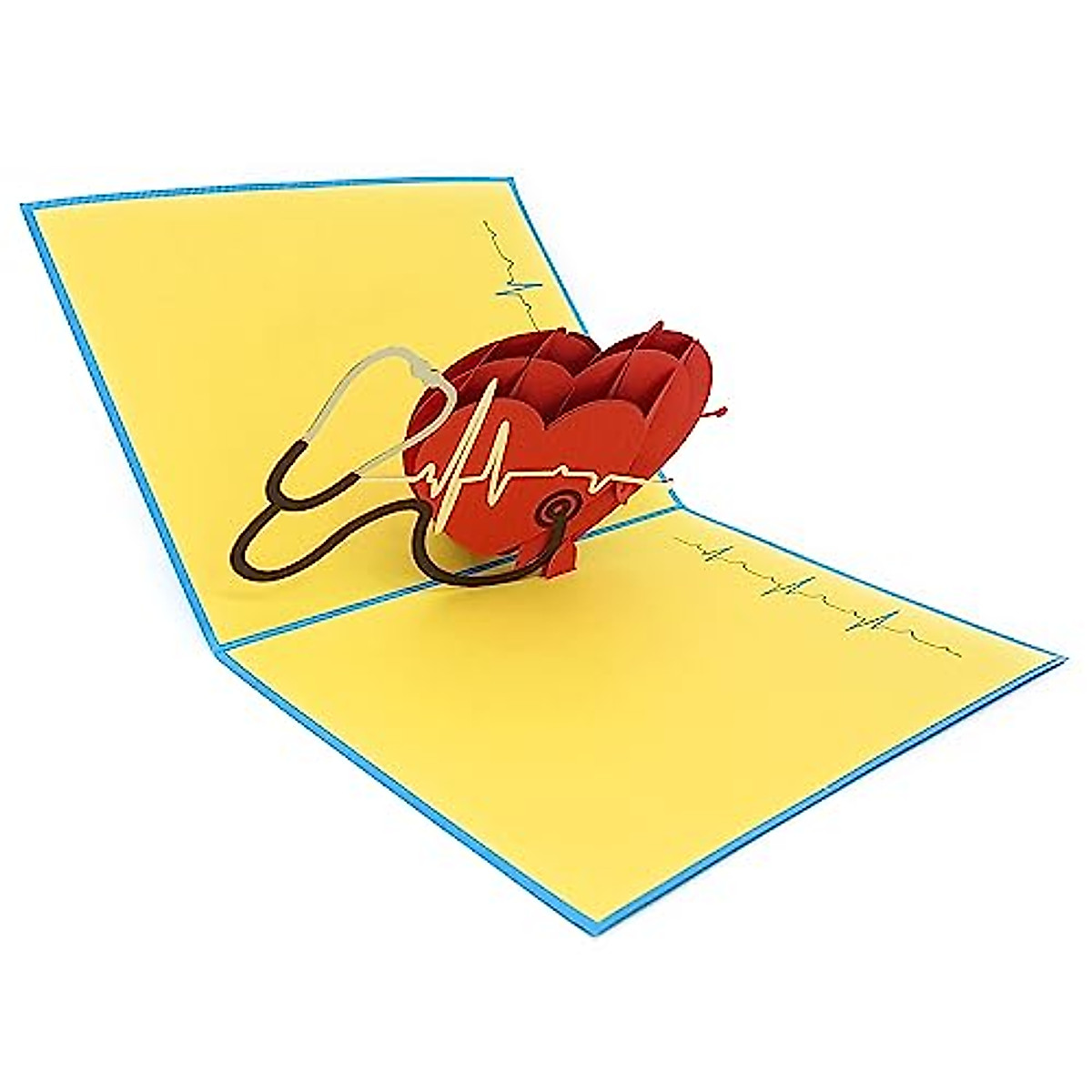 PopLife Healthcare Heart 3D Pop Up Card, For Doctors, Nurses, EMTs, Essential Medical Staff - Hospital Thank You Note - Pop Up Valentines Card - Anniversary Pop Up Mother's Day Card, Happy Birthday