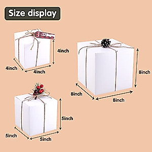 JOYIN 30 Pcs Christmas White Gift Boxes with Raffia Paper and Grass Twines,Assorted Size Paper Boxes, Bridesmaid Proposal Boxes Wedding Favours Valentine's Day Gift Boxes