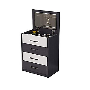 WYKDD Multi-Function Makeup Table Nordic Dressing Table Storage with Drawer Cabinet Bedroom White Black with Small (Color : D)