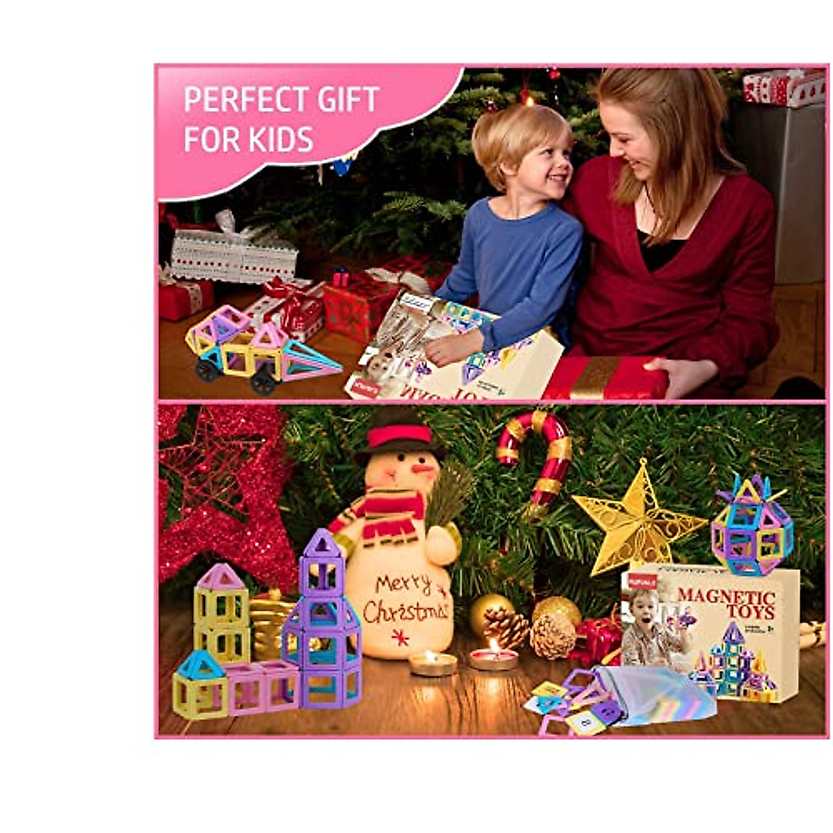 Rurvale 100Pcs Magnetic Blocks, Magnet Toys for 3 4 5 6 7 8 Year Old Boys Girls, Magnetic Tiles, Learning Educational STEM Toys for Toddlers 3-5, 4-8, Building Blocks for Kids Ages 3+ Birthday Gifts