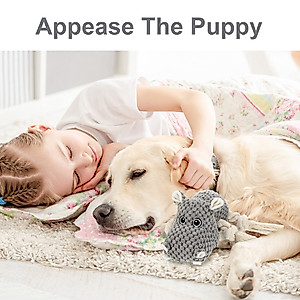 PAZ'S GIFT Dog Toys Cute Hippo Plush Pull Interactive Rope Knot Toy Indoor Squeaky Puppy Toys, Suitable for Soothing Puppies or Small and Medium Dogs Durable Teething chew Toys