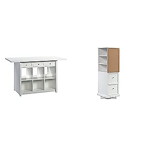Sauder Craft Pro Series Work Table, White Finish & Craft Pro Series Craft Tower, White Finish