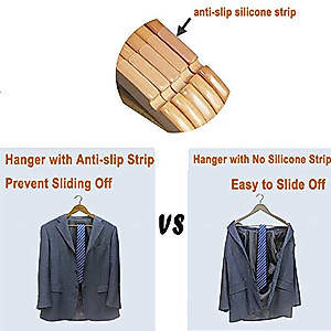 Qualsen Wooden Hangers 30 Pack,Pants Hangers Non Slip,Wood Coat Suit Clothes Hanger,Hangers Heavy Duty,Jacket, Shirt, Pants, Suit Hangers