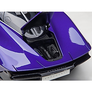 McLaren Speedtail Lantana Purple Metallic with Black Top and Yellow Interior and Suitcase Accessories 1/18 Model Car by Autoart 76089