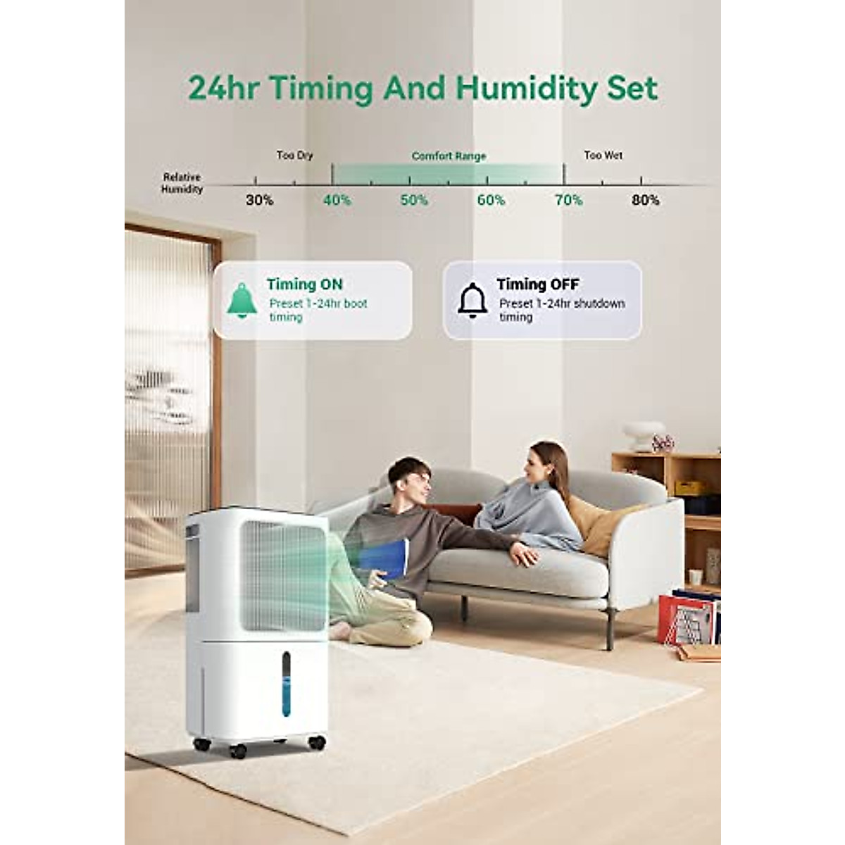 30 Pint Dehumidifiers for Home with Drain Hose, VEAGASO 2,500 Sq.Ft Dehumidifier for Basement, Large Room, Bathroom, Three Operation Modes, Intelligent Humidity Control, Dry Clothes, 24HR Timer