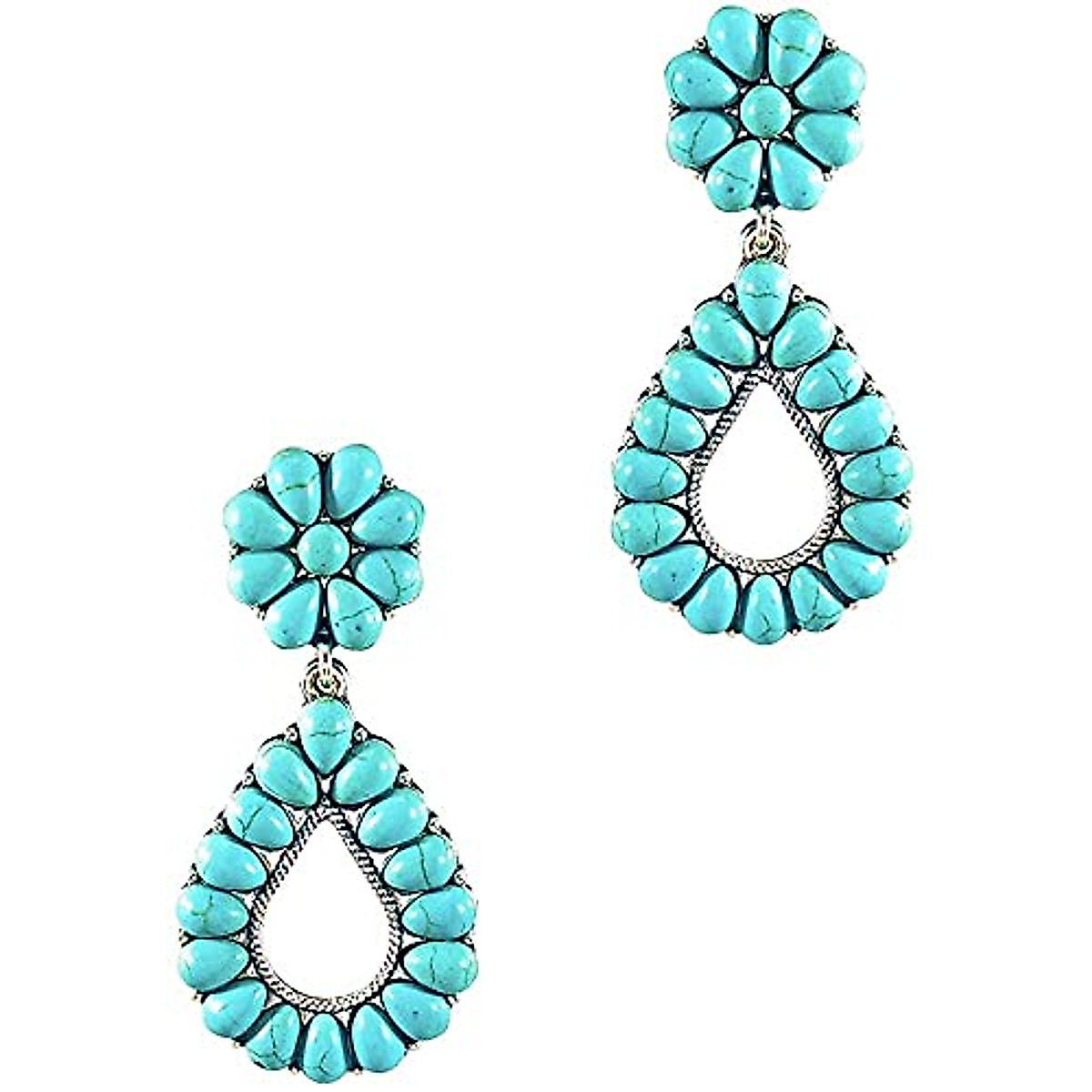 Turquoise Bohemian Small Delicate Metal Fashion Earring Teardrop Earrings Jewelry Gifts for Women