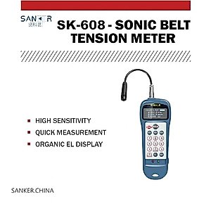 Sanker Sonic Belt Tension Meter SK-608 Suited for Multi-Ribbed V- and synchronous Belts Shorter Measurement time ≤ 0.2S Measuring Accuracy +/-1% Frequency Range 10-5000Hz U550 Same Function