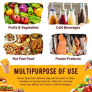 APQ Supply Black Insulated Food Delivery Bag 13 x 14 x 8 Inches, Insulated Grocery Bags with Zippered Top, Pack of 2 Heavy Duty Catering Bag for Food Deliveries, Insulated Bags for Food Delivery