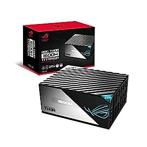 ASUS ROG Thor 1600W Titanium (1600 Watt, Fully Modular Power Supply, 80+ Titanium, Lambda A++ Certified, GaN MOSFETs, Digital Power Control, ROG heatsinks, 135mm PWM Fan, 0dB Mode, OLED Panel)