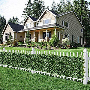 ECOOPTS Expandable Artificial Ivy Fence Wall Décor Faux Ivy Privacy Fence Screen Plant Leaves Covering Decoration for Home Backyard Garden, 58"x393", 1 Piece