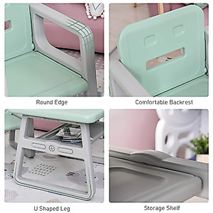 Qaba 3-Piece Kids Table and Chair Set Writing Desk with Armrest, Storage Space for Toddler Activities, Green