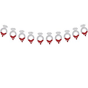 Halloween Ring Banner Blood Horror Bride to Be Garland Engagement Bachelorette Party Spooky October Bridal Shower Decor Silver