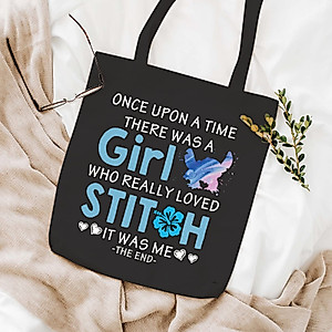 WCGXKO Cartoon Lover Gift There Was A Girl Who Really Loved Cute Themed Tote Bag (Really Tote Black)