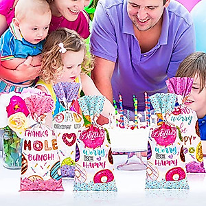 Jetec 100 Pcs Donut Candy Bags Donut Grow up Party Supplies Donut Cellophane Bags Gift Treat Bag Goodie Bags with Ties Two Sweet Donut Theme Birthday Party Decorations