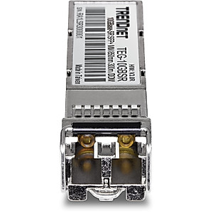 TRENDnet 10GBASE-SR SFP+ Multi Mode LC Module, TEG-10GBSR, Supports Distances up to 300m (984 feet), Hot Pluggable Fiber SFP+ Transceiver, 850nm Wavelength, Lifetime Protection, Silver