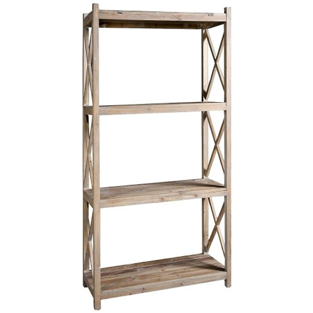 Uttermost Stratford Reclaimed Wood Etagere, Light Gray Glaze