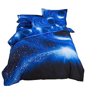 MZPRIDE 3D Mysterious Boundless Galaxy Starrying Night Bedding Sets Bedlinen Duvet/Quilt Cover Set Full