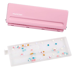 WORKLION Adjustable 6 Hole Punch: Metal Six Hole Puncher for Planners and 6-Ring Binders with 6 Sheet Capacity for A4 / A5 / A6 / Personal/Pocket Size (Pink)