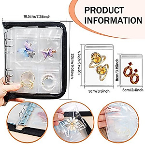 Transparent Jewelry Storage Book Earring Organizer, Jewelry Organizer Travel Earring Case Album Jewelry Container Jewelry Bags, Make Jewelry Organized and Prevent Oxidation(70 Grids+60 Zipper Bags)