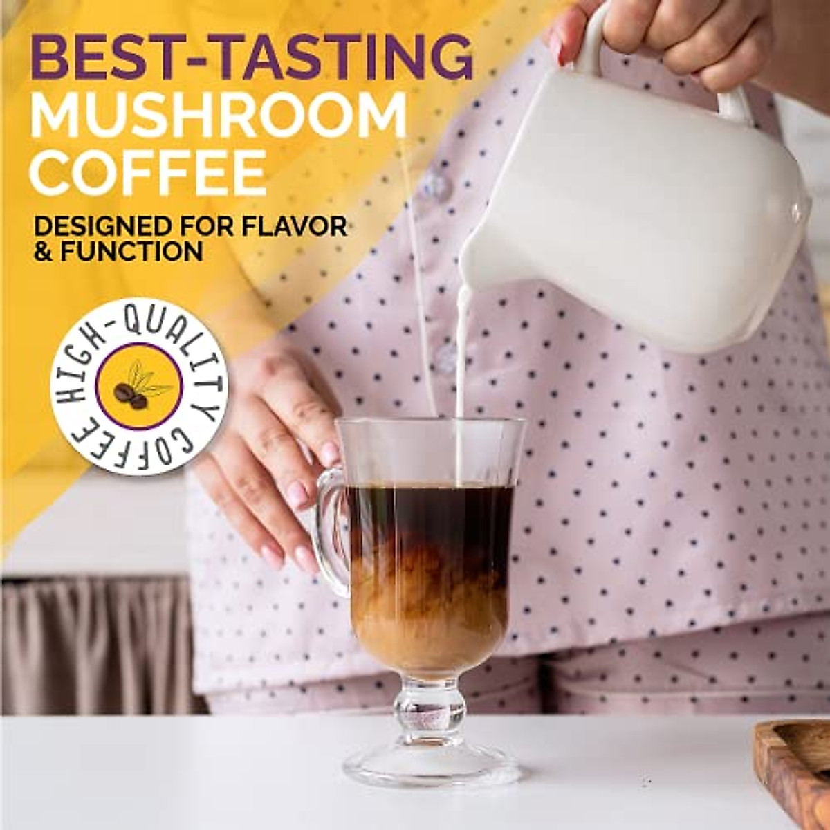 Grateful Earth Mushroom Coffee Instant - Immune Support- Super Brain Blend- Turmeric, Cinnamon, Lion’s Mane, Chaga, L-Theanine, Black Pepper- Dairy Free- 20 Ct