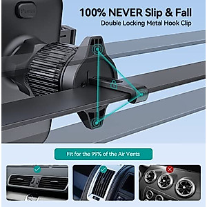 Car Phone Holder Mount, [Military-Grade Suction & Super Sturdy Base] 3 in 1 Universal Phone Mount For Car Dashboard Windshield Air Vent Hands Free Car Phone Mount for iPhone Android All Smartphone