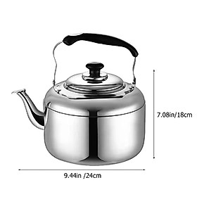 Yardwe Insulated Teapot Stovetop Tea Kettle, 4 liters Silver Water Kettle, Stainless Steel Vintage Fast Boiling Tea Pot, Mirror Finish, Ergonomic Handle Whistling Tea Pot