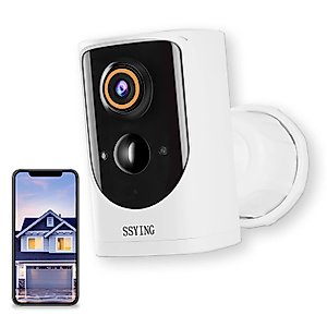 1080P Battery Home Security Camera System, Wire-Free Outdoor Security Camera System, Security Camera Outdoor Wireless WiFi, IP65 Waterproof, HD Night Vision，2-Way Audio(for iOS and Android) (White)