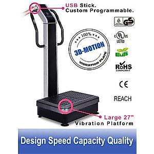Whole Body Vibration Machine - Dual Motor by SDI : Commercial (2HP, 440 lbs), Dual Motor, Large Vibrating Platform, USB Programmable