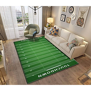 Home Area Runner Rug Pad American Football Field Background with Artificial Turf Soccer Field Thickened Non Slip Mats Doormat Entry Rug Floor Carpet for Living Room Indoor Outdoor Throw Rugs