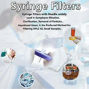 Syringe Filters PVDF Hydrophilic Filtration 0.22um 13mm Membrane Diameter Lab PVDF Membrane Disc Non-Sterile by Labfil, Pack of 100