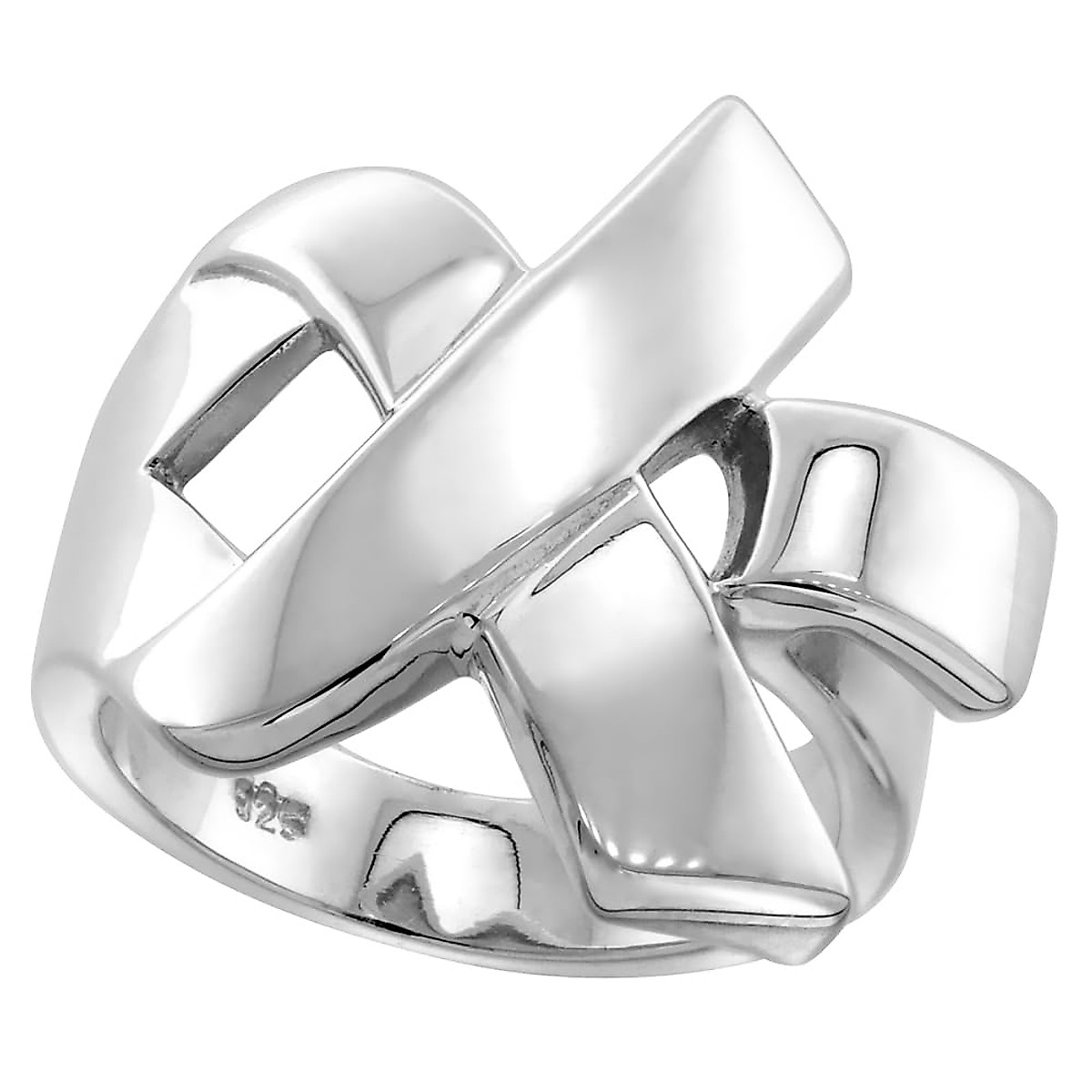Sterling Silver Breast Cancer Awareness Ribbon Ring Flawless finish 7/8 inch wide, size 10