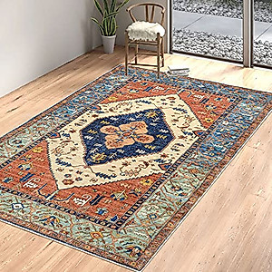 Bsmathom Area Rug Vintage Rug Traditional Rug Retro Kitchen Accent Rug Non-Slip Non-Shedding Carpet Rug Boho Washable Floor Carpet Kitchen Mat Runner Rug for Bedroom Living Room Bathroom