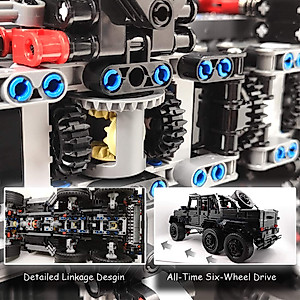 Nifeliz Black Pickup G63 6X6 MOC Building Blocks and Engineering Toy, Adult Collectible Model Cars Kits to Build, 1:8 Scale Truck Model (3300 Pieces)