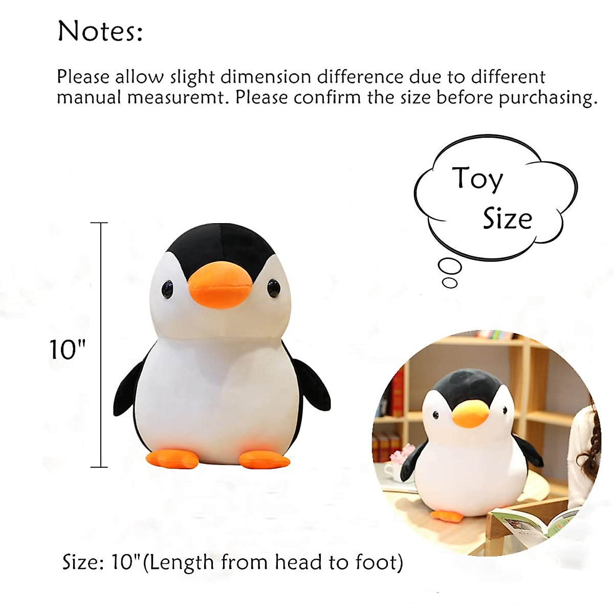 AUCOOMA Penguin Stuffed Animal Plush Gifts for Kids, Stuffed Penguin Plushie Toy, 10"