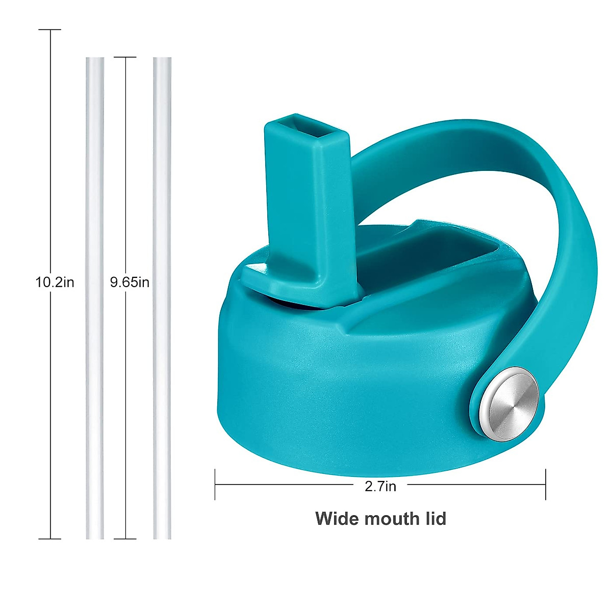 Replacement Straw Lid for Hydroflask Wide Mouth 12 16 18 20 32 40 64 oz,with Straws,Brush,Compatible with Other Wide Mouth Water Bottles (Laguna)