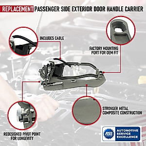 AA Ignition Front Passenger Side Door Handle - Right Side Replaces 51218243616, Compatible with BMW X5 2000, 2001, 2002, 2003, 2004, 2005, 2006 - Exterior Car Door Handle Carrier Assembly Replacement