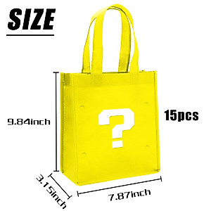 Nuwontun 15 Pack Cartoon Party Favors Supplies Yellow question Birthday Gift Bags Cartoon Party Favor Bags for Birthday Party Decor