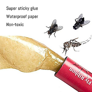 Dwcom 20 Packs Fly Tape, Fly Strips, Fly Paper Strips Roll Ribbon, Sticky Fly Traps Hanging Catcher Gnat Fungus Trap Killer for Indoors Outdoors