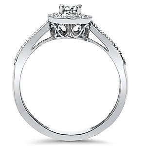 P3 POMPEII3 1/2ct Vintage Diamond Halo Engagement Ring 10K White Gold - Size 8.5