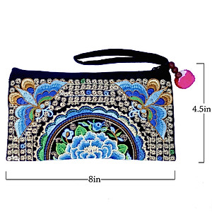 Sabai Jai - Smartphone Wristlet Bag - Handmade Embroidered Boho Clutch Wallets Purses