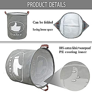 BOOHIT Storage Baskets,Canvas Fabric Laundry Hamper-Collapsible Storage Bin with Handles,Toy Organizer Bin for Kid's Room,Office,Nursery Hamper, Home Decor (Thumb)