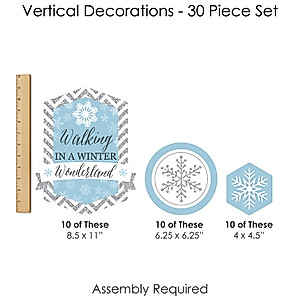 Big Dot of Happiness Winter Wonderland - Snowflake Holiday Party and Winter Wedding DIY Dangler Backdrop - Hanging Vertical Decorations - 30 Pieces