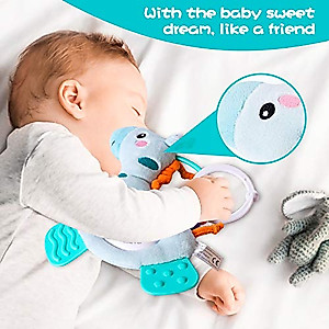 Teething Toy for Babies, Infant Baby Toys Musical Color Rattle Soft Light, Fisher Price Carseat Giraffe Toddler Music Toys for 0-6 Months Infants Babys Boy Girls Washable Plush